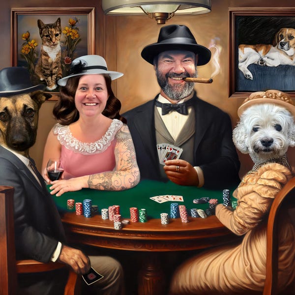 Dogs Playing Poker Custom Pet Portrait, Father's Day Funny Gift Idea ...