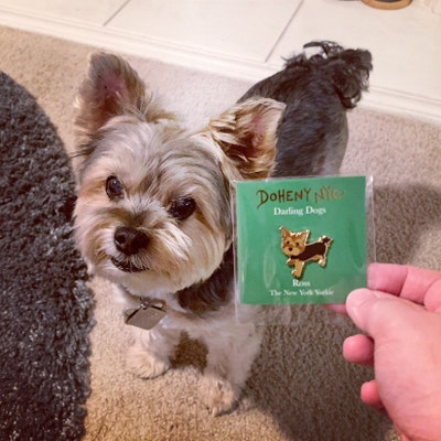 Yorkie Yorkshire Terrier Pin Ross the New York Yorkie Hard Enamel Pin ...