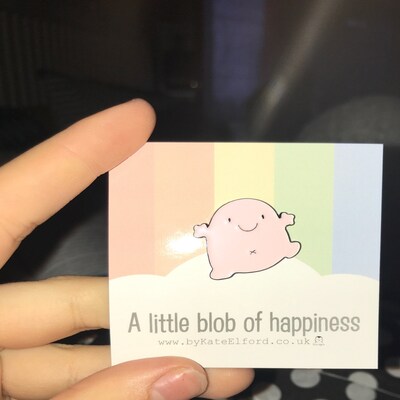 A Little Blob of Happiness Enamel Pin, Cute Pink Blob, Positive Enamel ...