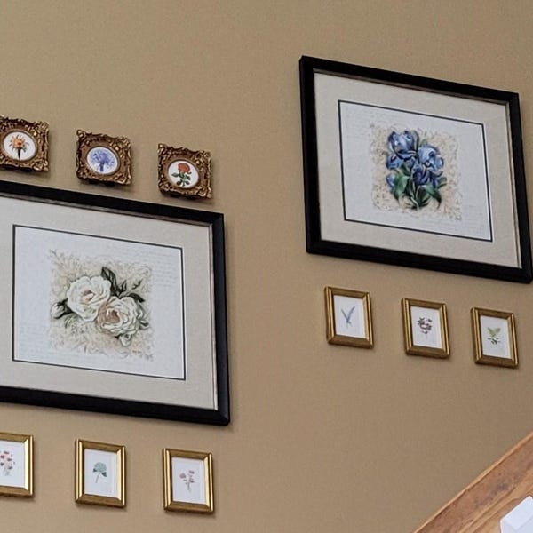 YOUR CHOICE of Flower in Hanging Frame, Mini Framed Botanical, Hanging ...