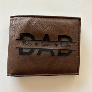 Personalized Kids Name Leather Wallet for Dad, Best Father's Day Gift ...