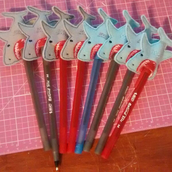 Shark Pencil Topper Embroidery Design, Shark Week, Pencil Topper ...