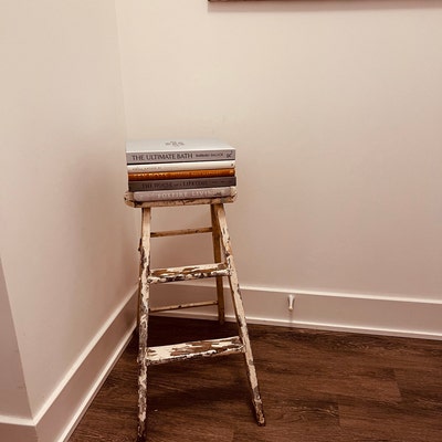 Chunky CHIPPY WHITE STOOL Rustic Handmade Painted Vintage Stool for ...