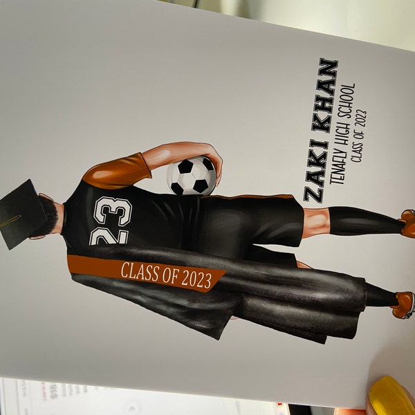 Personalized Soccer Player Graduation Portrait, High School Senior Gift ...