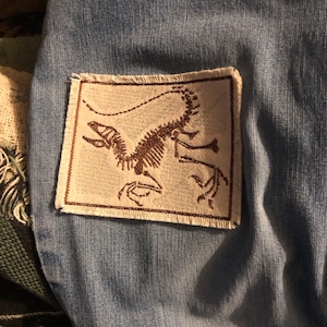 Velociraptor Fossil Embroidered Canvas Patch Back Pack Patch Patch ...
