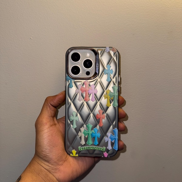 Gothic Denim & Leather Style Phone Case | Y2K Grunge Cross Shockproof ...