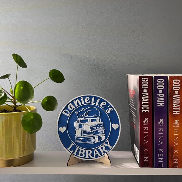 Library Street Sign Bookshelf Sign Personalized Laser Engraved Bookish ...