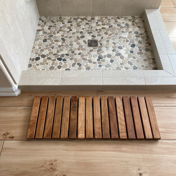 30x30 Inches Wooden Bathroom Mat Floor Shower Rug Natural Must Have ...