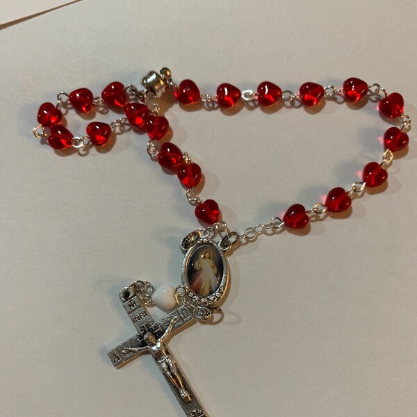 Divine Mercy Auto Rosary/car Rosary 2 Decades With Red and White Czech ...