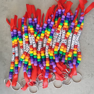 Personalised Beaded Bag Tag or Keychain for School Bags, PE Bags or ...