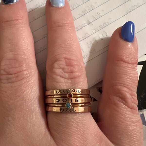 Stackable Rings Personalized Name Rings Mixed Metals Ring Set Name ...