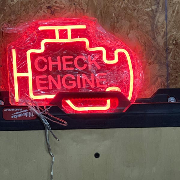 Check Engine Neon Sign, Car Neon Sign Garage Sign Custom Neon Sign ...