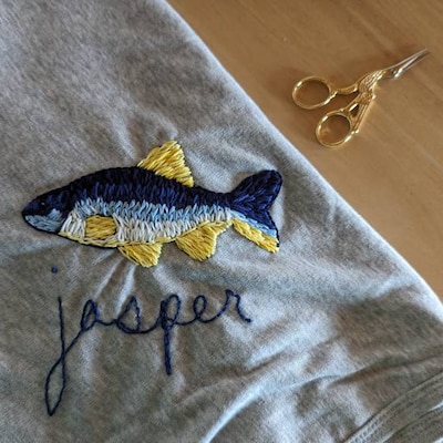 PDF Pattern Hand Embroidery Fish Design on Tulle for Beginners Step by ...