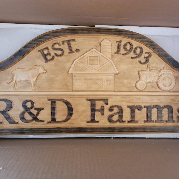 Farm Sign Personalized Established Family Name Sign Carved Wooden Last ...