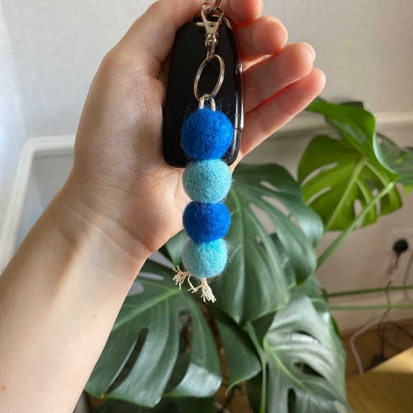 Needle Felted Flower Ball Keyring Flower Keychain Multicolour Flower ...