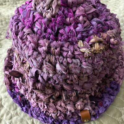 Multi Colored Hat Sari Scrap Hat Brimmed Hat Crocheted Hat Handmade Hat ...