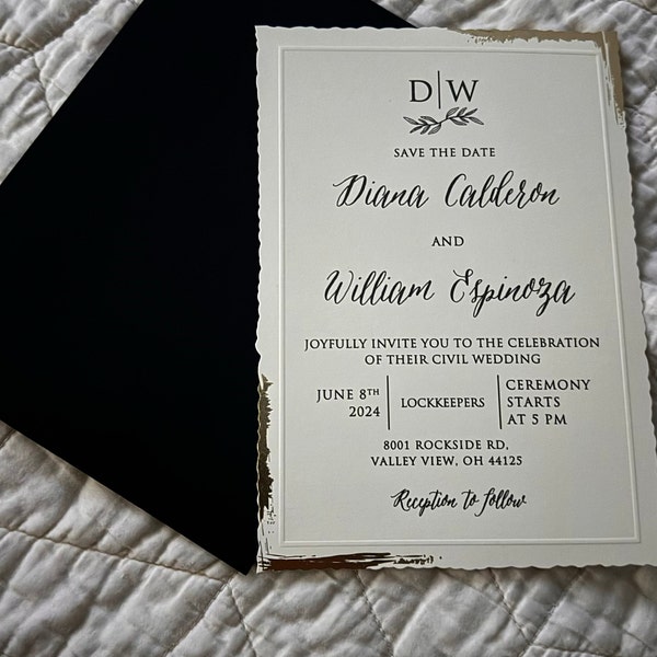 WEDDING INVITE SET, Gold Foil Invitation, Wax Seal, Modern Look Eye ...