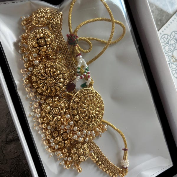 Oversized Punjabi Tikka Jhumka Piple Pattia Set/ Tikka Set/pattra ...