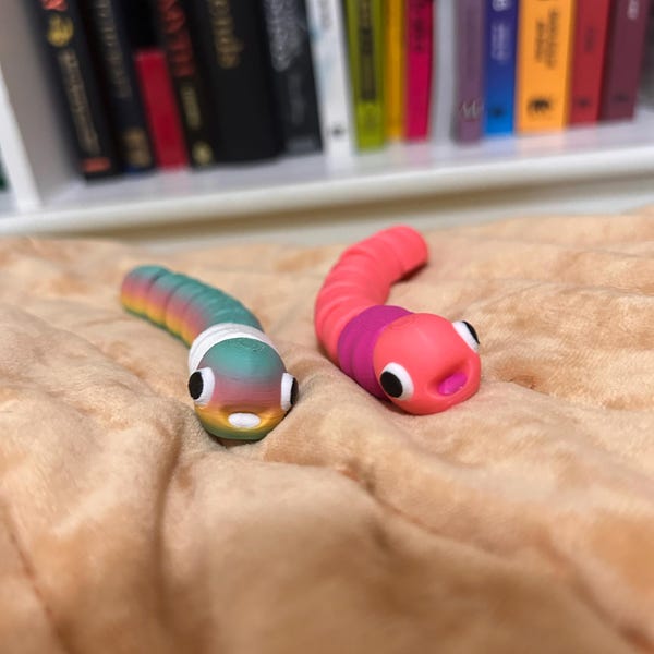 Cute Worm Figurines With Optional Apple Container - Colorful Cute ...