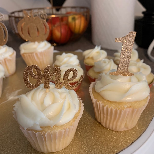 One Cupcake Toppers, One Food Picks, 1 Cupcake Toppers, First Birthday ...
