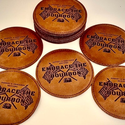 Engraved Leather Coasters, Personalized Gift, Monogram Coasters, Custom ...