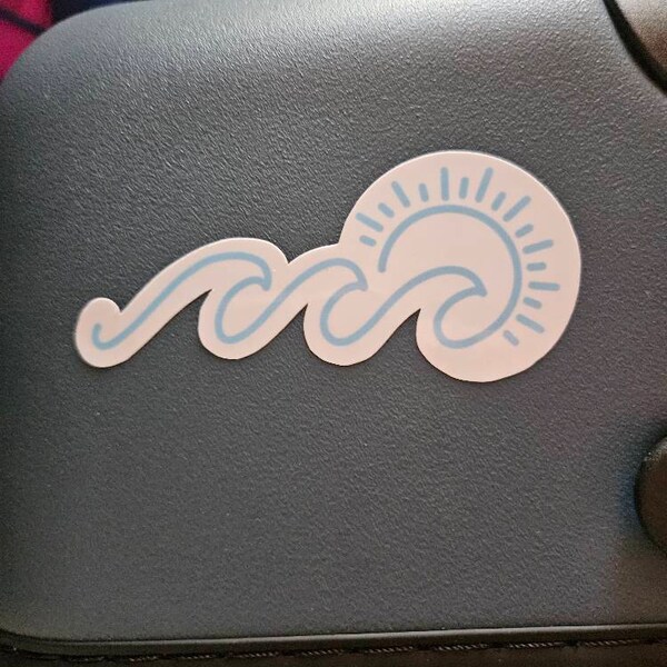 Wave and Sun Sticker Beach Sticker Ocean Sticker Adventure Sticker Sea ...