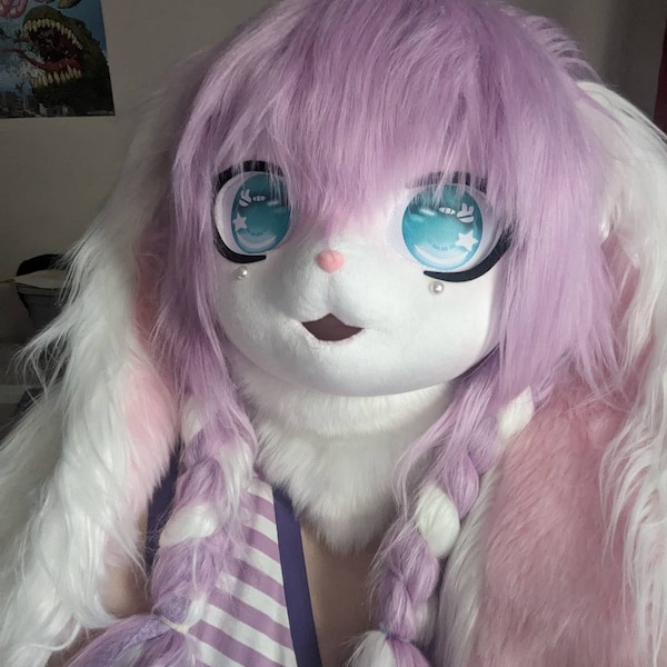 Candy Lavender Bunny Kigurumi Fursuit Furry Head Kig Style,white Bunny ...