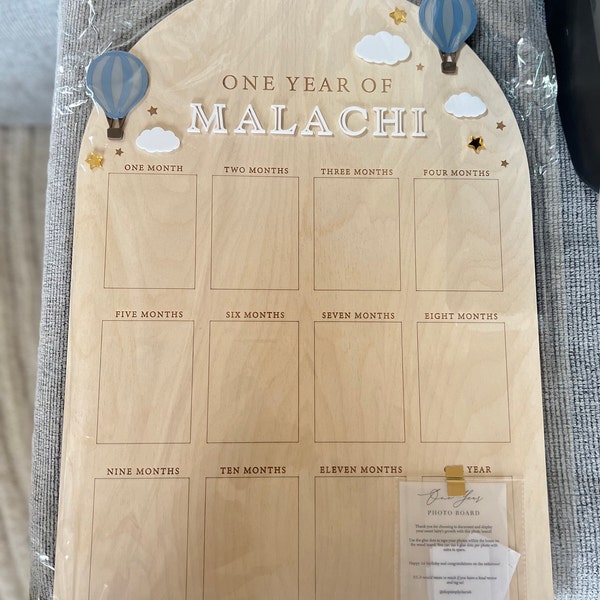 First Year Birthday Board | My First Year | Baby Boy | Hot Air Balloon ...