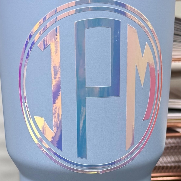 Free Shipping* HOLOGRAPHIC Monogram Decal Circle Monogram Sticker ...