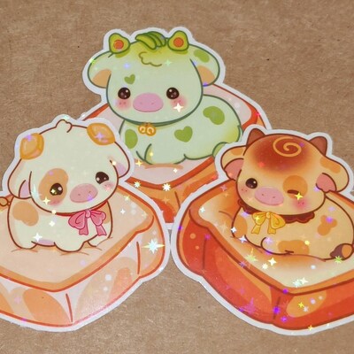 Flavored Tea Cow Sticker, Holographic Cow Sticker Pack, Rainbow Cow ...