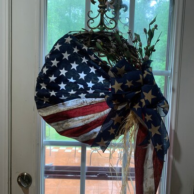Patriotic Wreath, Memorial Day Wreath, Veterans Wreath, Americana Decor ...
