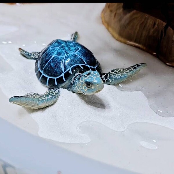 Polyresin Blue Sea Turtle Figurine - Etsy