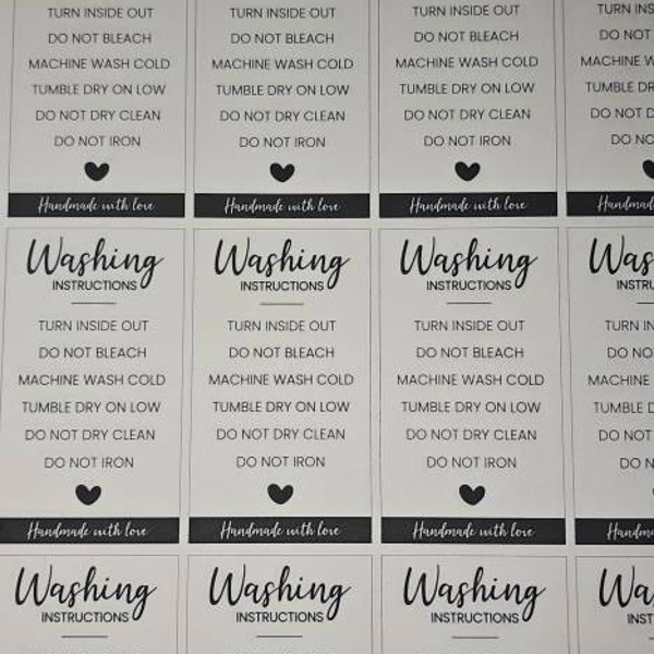 Printable Washing Instructions Card, Clothing Care Card, Shirt ...