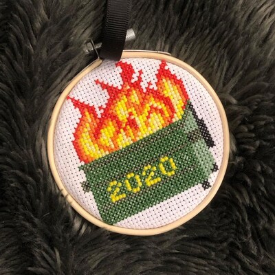 Mini Dumpster Fire Cross Stitch Pattern, Tiny Subversive Embroidery ...