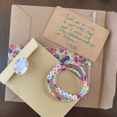 Pastel Candy Color Seed Bead Stretch Stacking VSCO Bracelet Letter ...