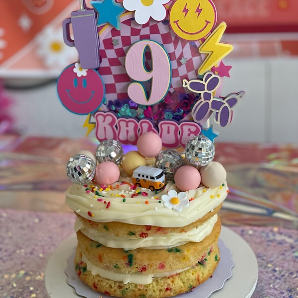 Pink Preppy Shaker Cake Topper, Smiley Face Birthday Party, Ten is a ...