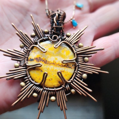 Aquamarine Beautiful Wire Wrapped Necklace/pendent/locket Handmade ...