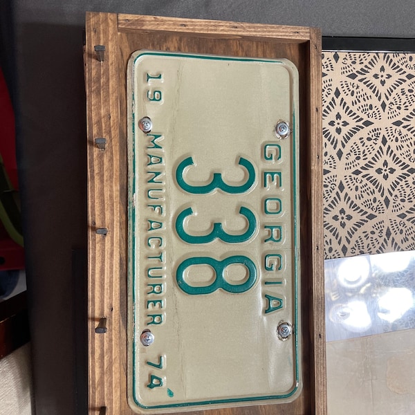 Custom Rustic Empty Wood License Plate Display Frame With Key Hooks ...