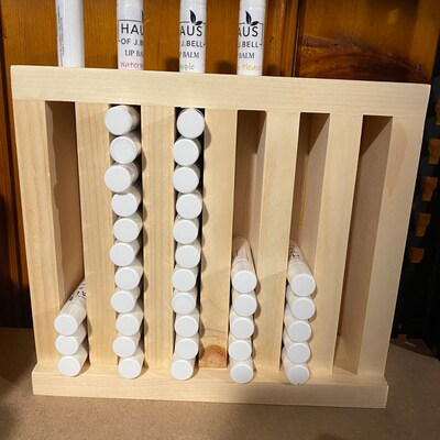 Lip Balm Tube Display Wooden Lip Balm Tube Holder 6 Slot Wood Lip Balm Tube Tower Farmers Market ...