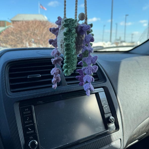Crochet Car Air Freshener Diffuser, Handmade Plant Car Hanging With ...