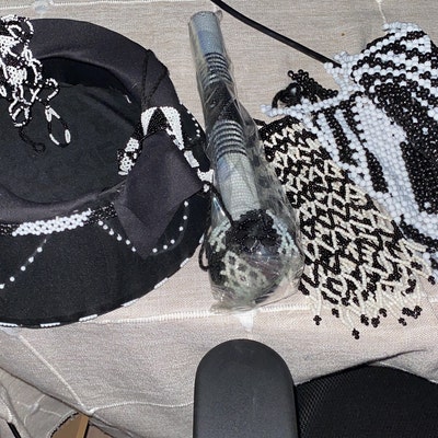 3 in 1 White and Gold Zulu Hati Large Zulu Hat african Hat Isicholo ...