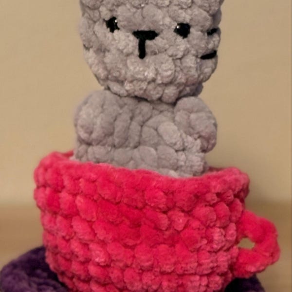 NO SEW!! Tabby Teacup Popping Desk Pal, PDF Pattern, Crochet Pop ...