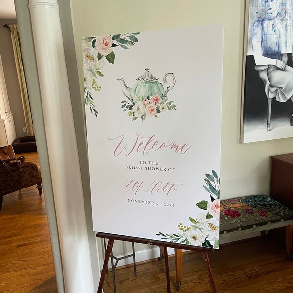Tea Party Welcome Sign Template, Printable Bridal Tea Shower Welcome ...