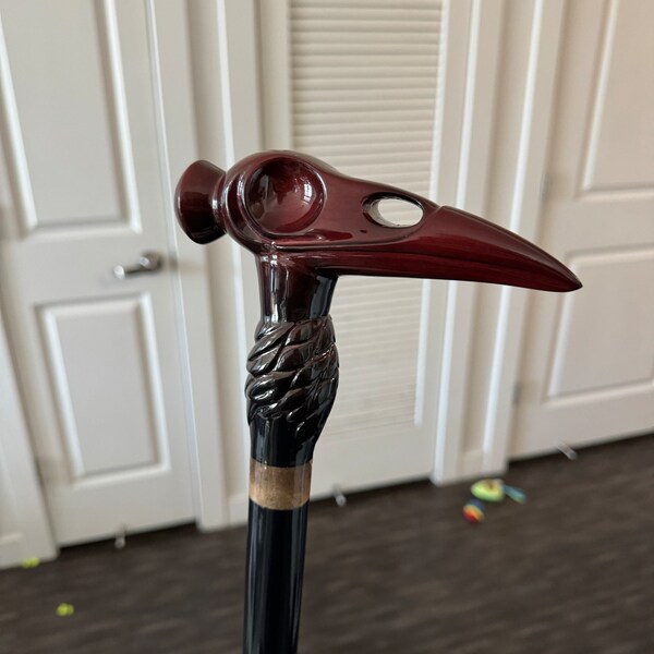 Crow Walking Cane, Raven Cane Walking Stick, Wooden Cane Handcarved ...