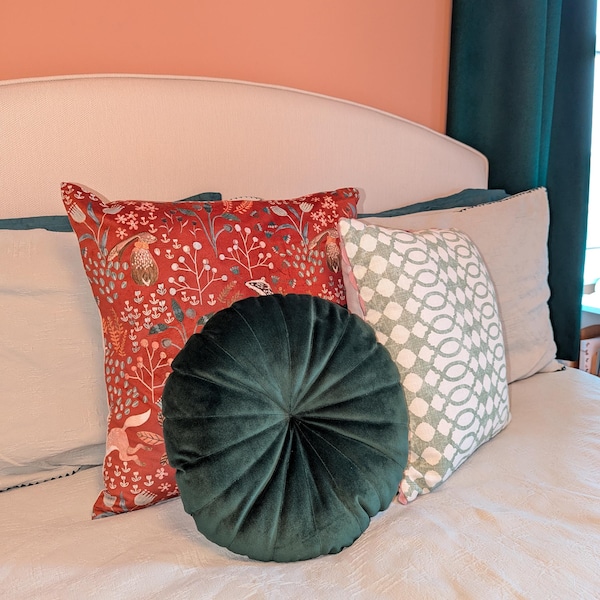 Vintage Round Velvet Cushion, Luxury, Handmade, Velvet Throw Pillow ...