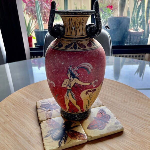 Prince of Lilies Minoan Fresco Painting Knossos Vase Ancient Greek ...