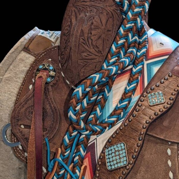 Paracord Loop Reins, 9 Ft. Length, Leather Water Tie End, Attaches to ...