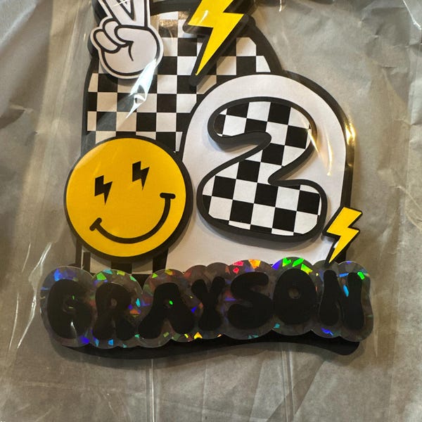 Custom 3D Birthday Cake Topper , Groovy Cake Topper , Smiley Face Cake ...