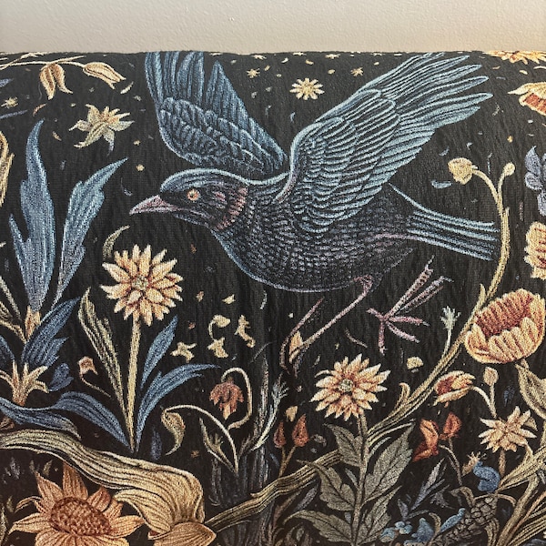 Dark Cottagecore Crow Tapestry Woven | Raven Wall Art Blanket Woven ...