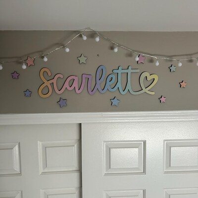 Cute Wooden Sign With Custom Name Personalized Letters With Star, Baby ...